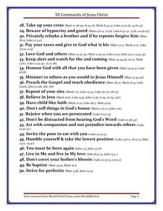 Commands Of Jesus - Bible Char | PDF