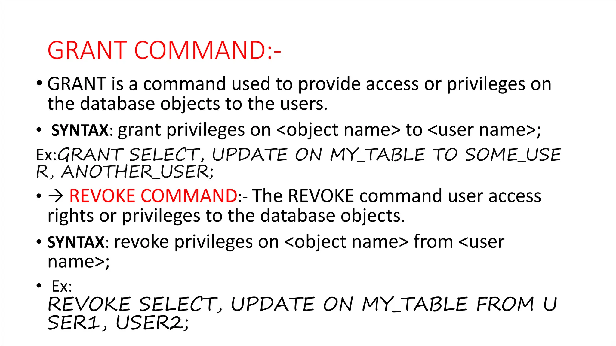 sql all type of commands in this power point presentation | PDF