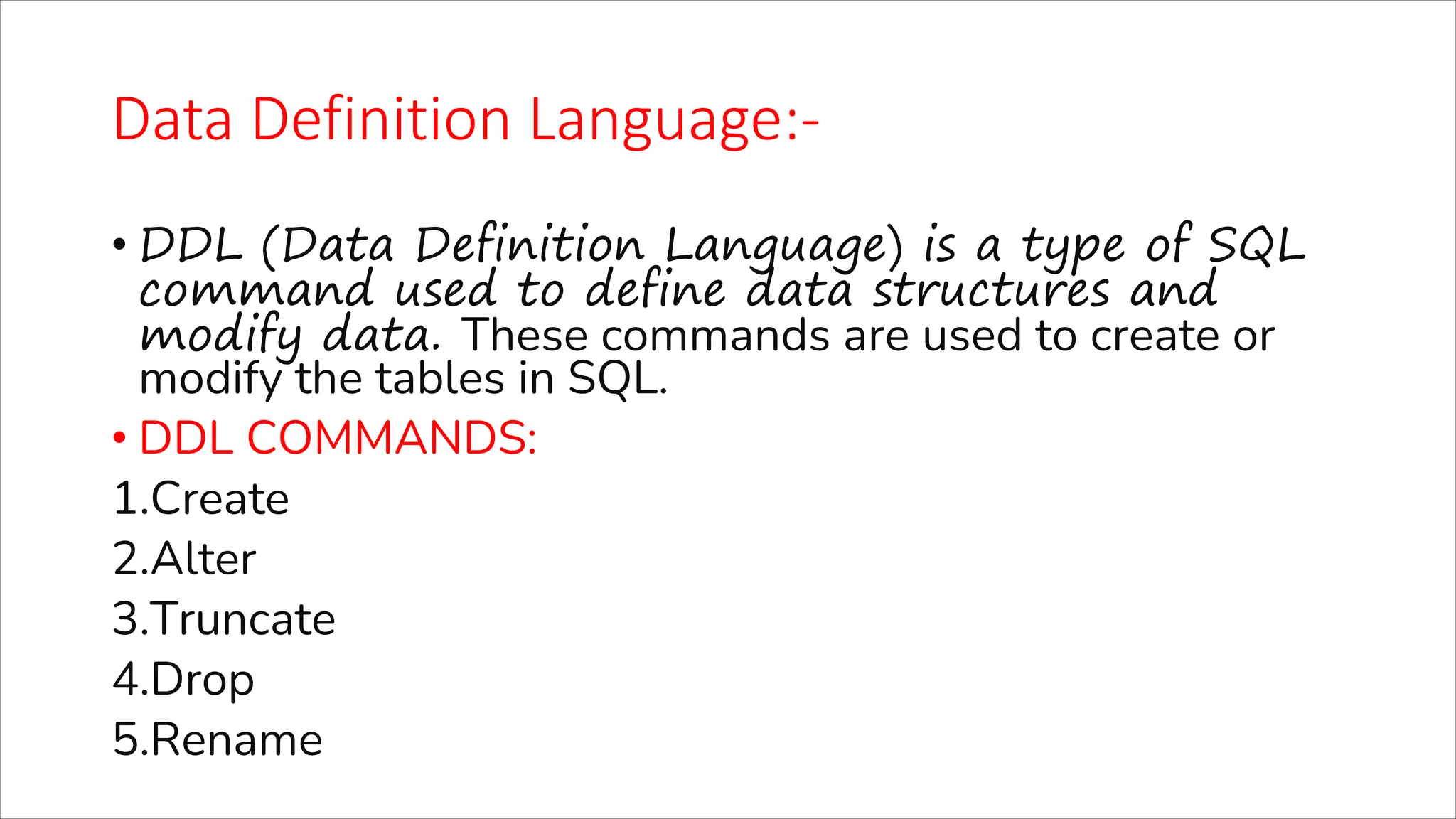 sql all type of commands in this power point presentation | PPT