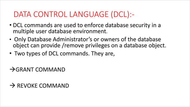 sql all type of commands in this power point presentation | PDF