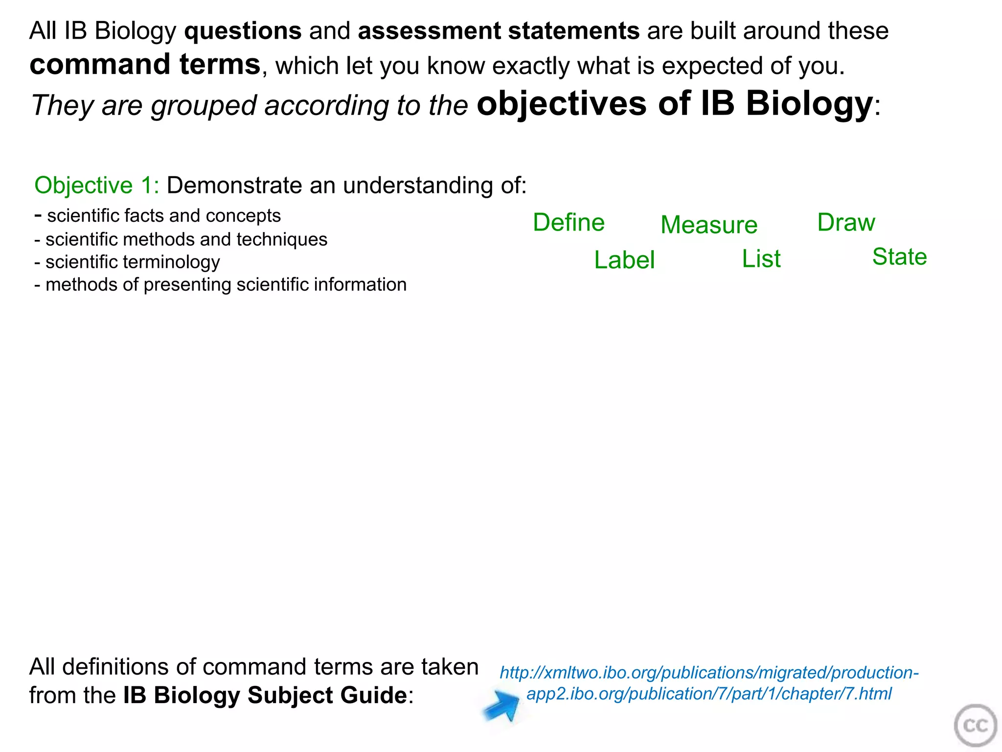 BIología, términos de comando para el curso y el examen | PPTX