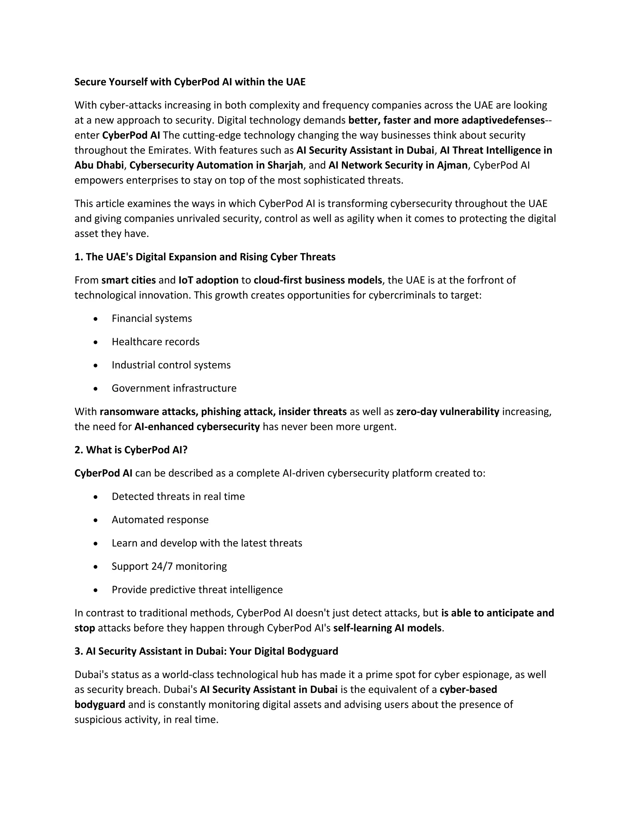 Command Your Security with CyberPod AI in the UAE | PDF