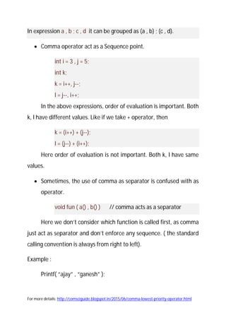 Comma operator | PDF | Programming Languages | Computing