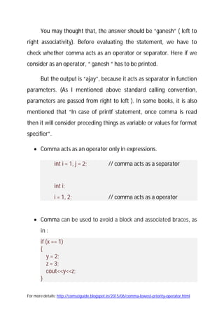 Comma operator | PDF | Programming Languages | Computing