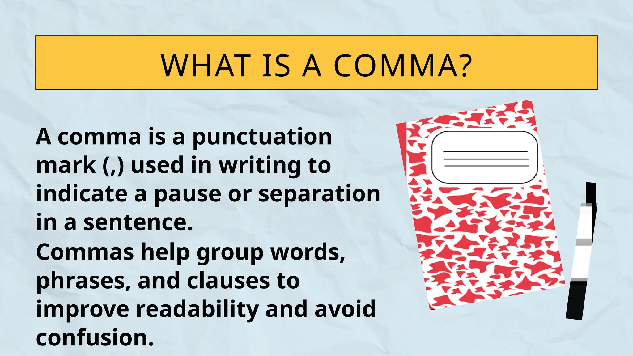 Comma Rules Information and Practice Education Presentation in Red and ...