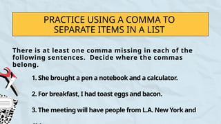 Comma Rules Information and Practice Education Presentation in Red and ...