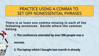 Comma Rules Information and Practice Education Presentation in Red and ...