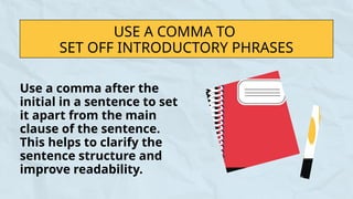 Comma Rules Information and Practice Education Presentation in Red and ...