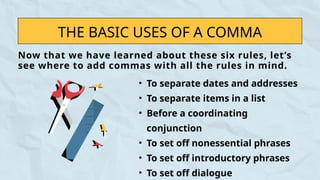 Comma Rules Information and Practice Education Presentation in Red and ...