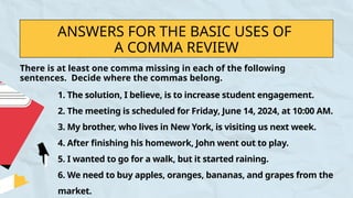 Comma Rules Information and Practice Education Presentation in Red and ...