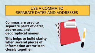 Comma Rules Information and Practice Education Presentation in Red and ...
