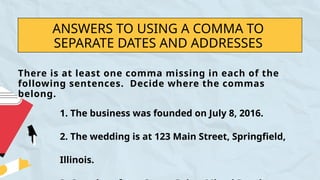 Comma Rules Information and Practice Education Presentation in Red and ...
