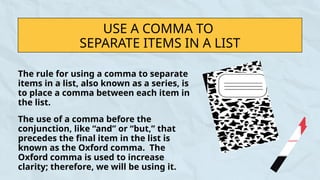 Comma Rules Information and Practice Education Presentation in Red and ...