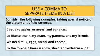 Comma Rules Information and Practice Education Presentation in Red and ...