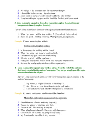 Commas Worksheet | PDF