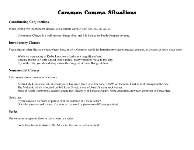 Commas | PPT