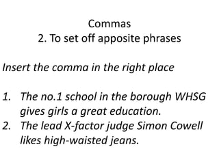 Commas | PPTX | Food & Drink