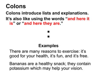 Basic Punctuation (Comma, Colon, Semi-colon) | PPT