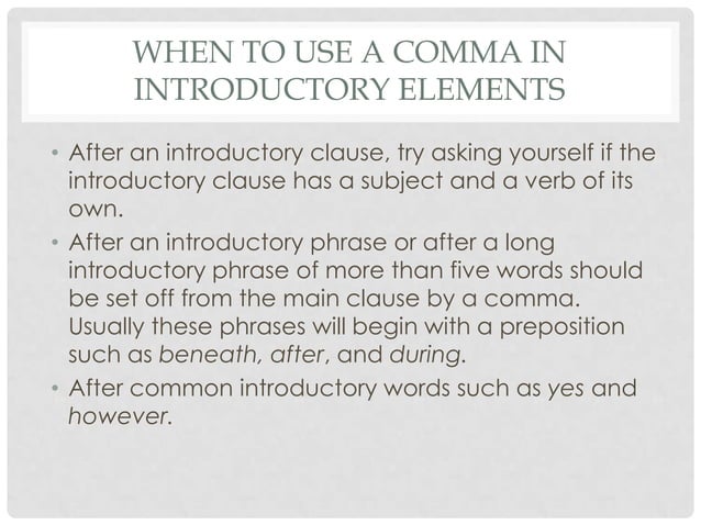 Commas after introductory material | PPTX