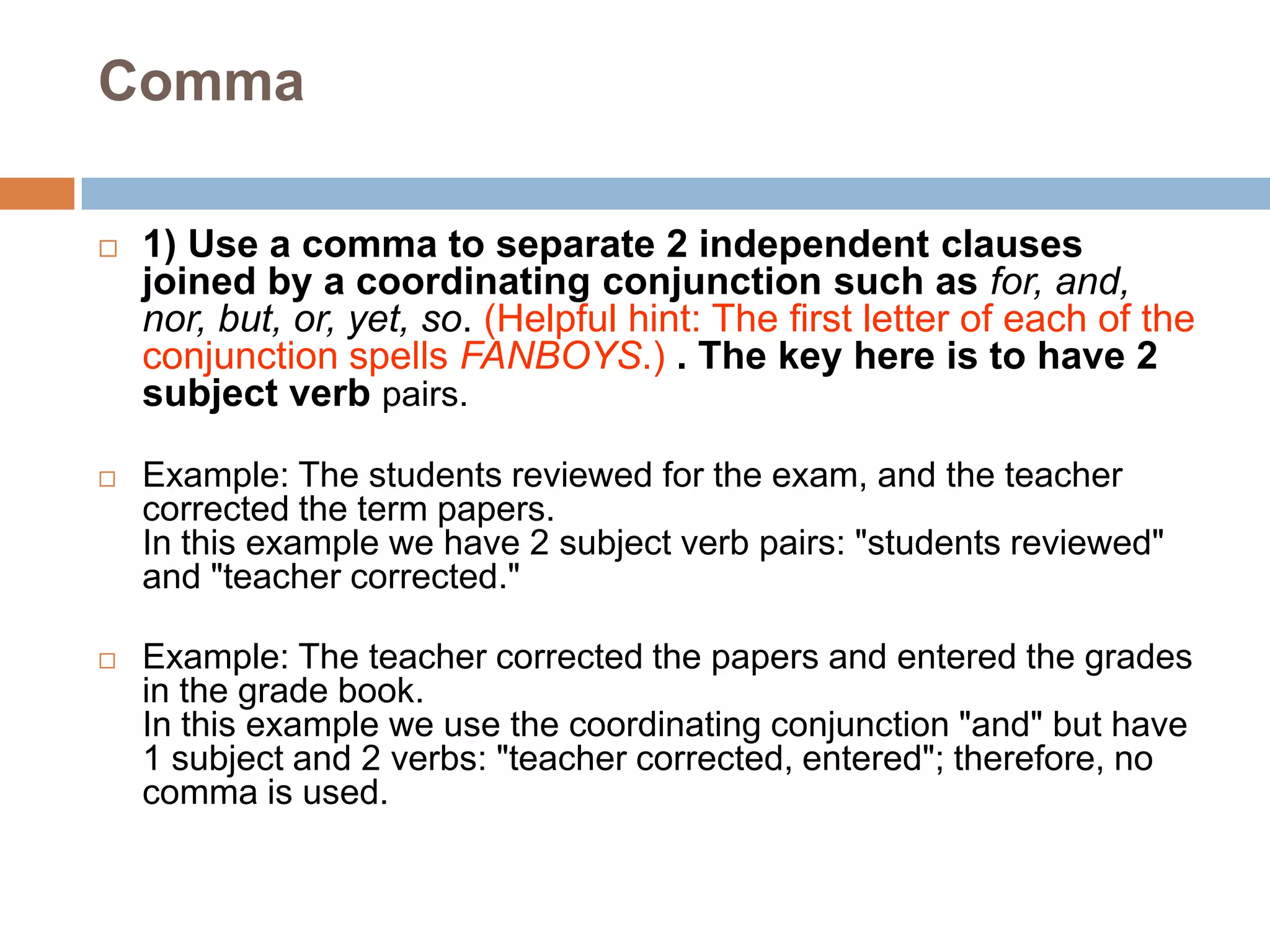 Commas and semicolons | PPTX