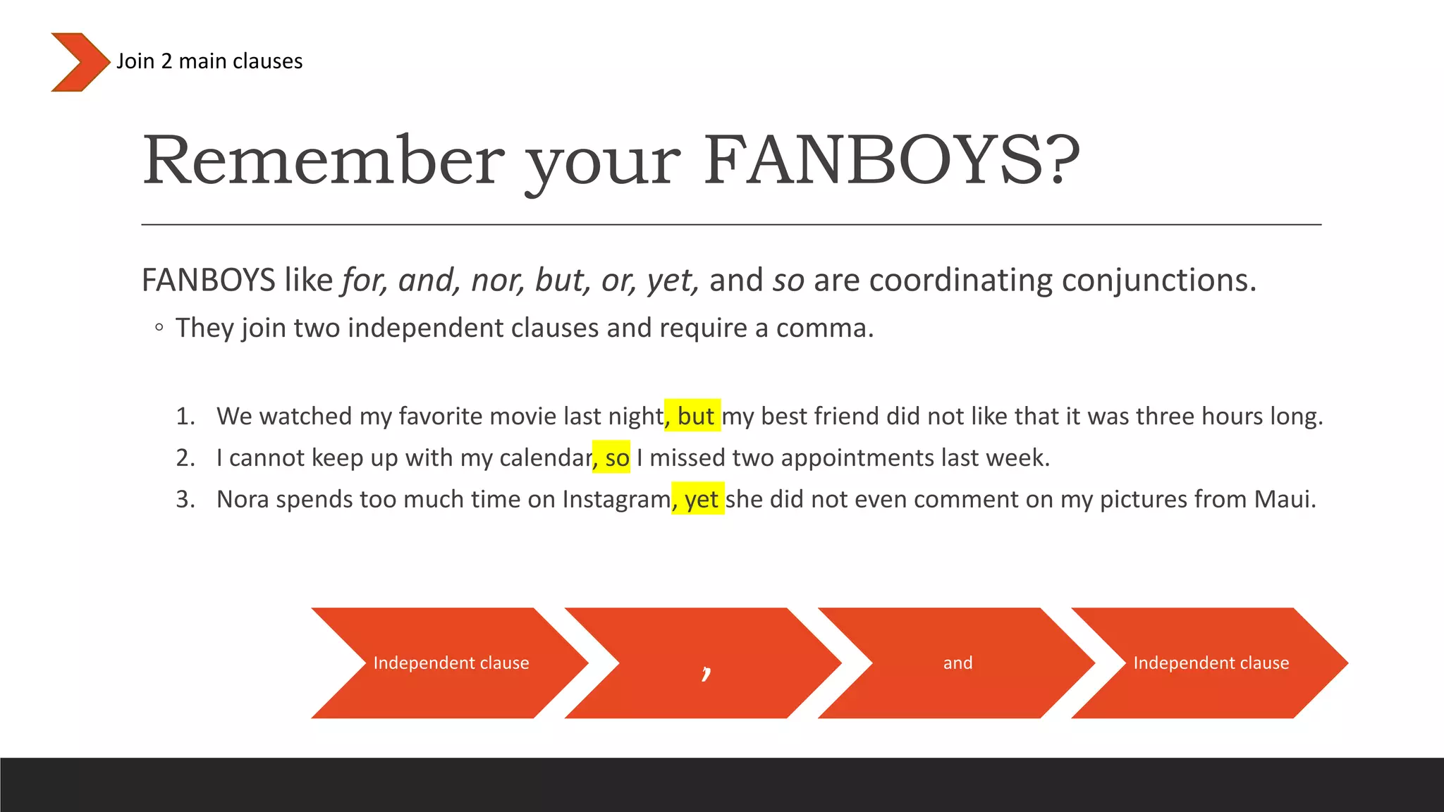 Commas before conjunctions | PPTX