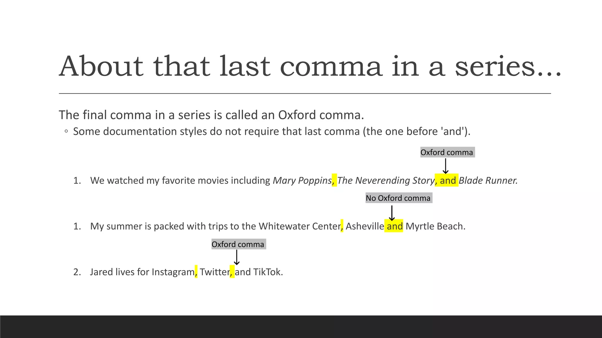 Commas before conjunctions | PPT