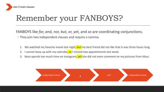 Commas before conjunctions | PPT