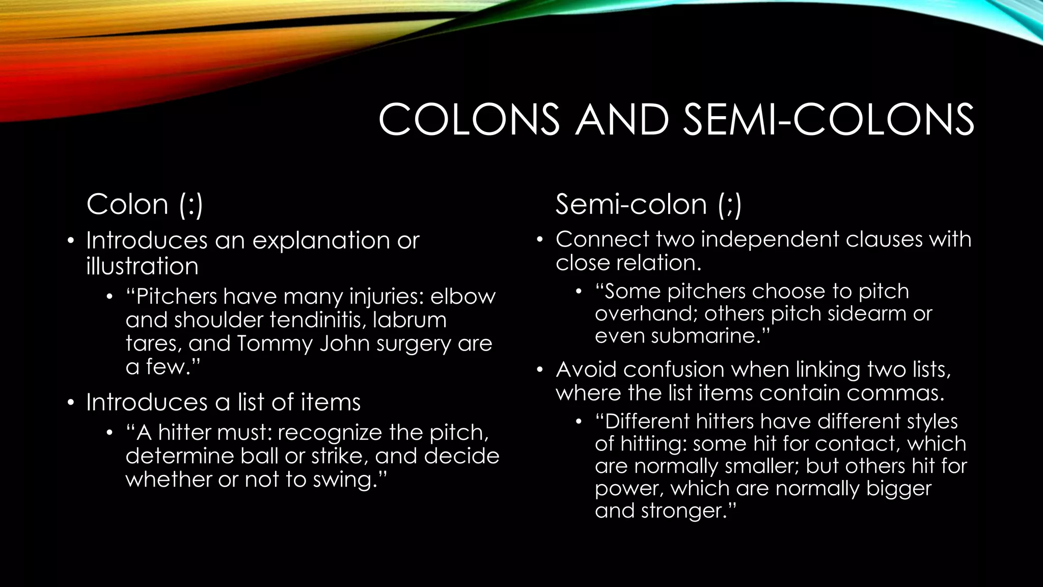 Commas, colons, and semi colons, splices | PPT