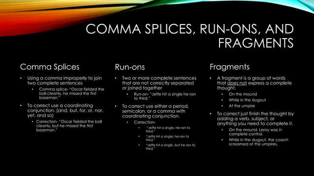 Commas, colons, and semi colons, splices | PPT