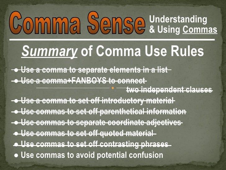 Comma sense