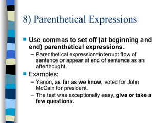 Commas notes2 powerpoint | PPT | Standardized Testing | Educational ...