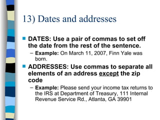 Commas notes 3 powerpoint | PPT