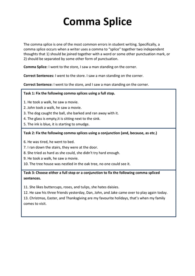 Comma splice | PDF