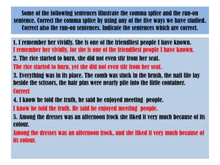 understanding COMMA SPLICE and run-on sentences | PPT