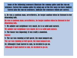 understanding COMMA SPLICE and run-on sentences | PPT