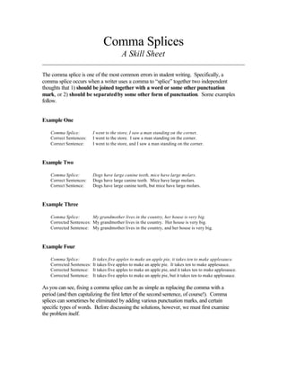 Comma splices | PDF