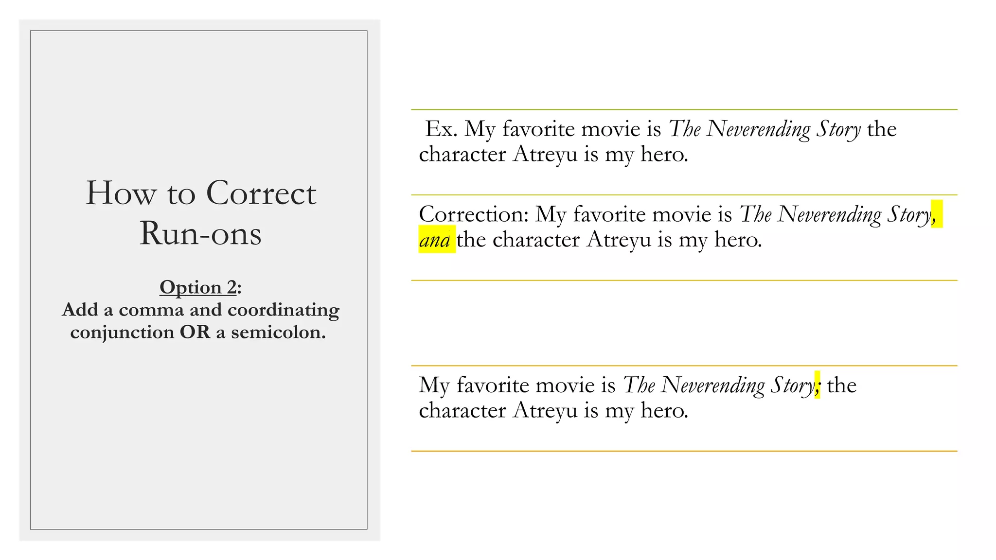 Comma splices and run ons | PPTX