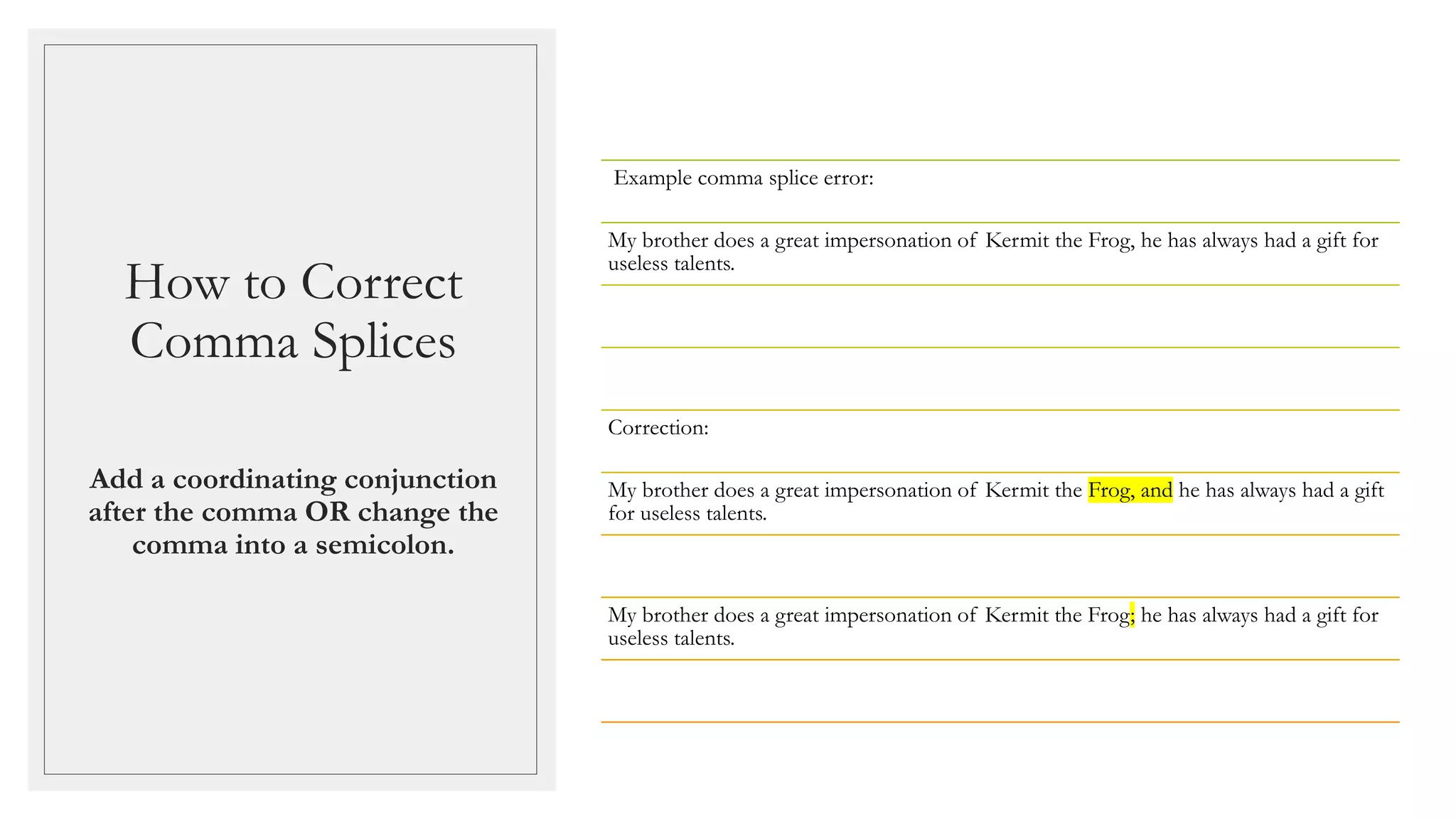 Comma splices and run ons | PPTX | Programming Languages | Computing