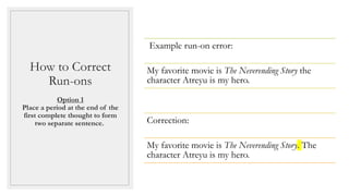 Comma splices and run ons | PPTX | Programming Languages | Computing