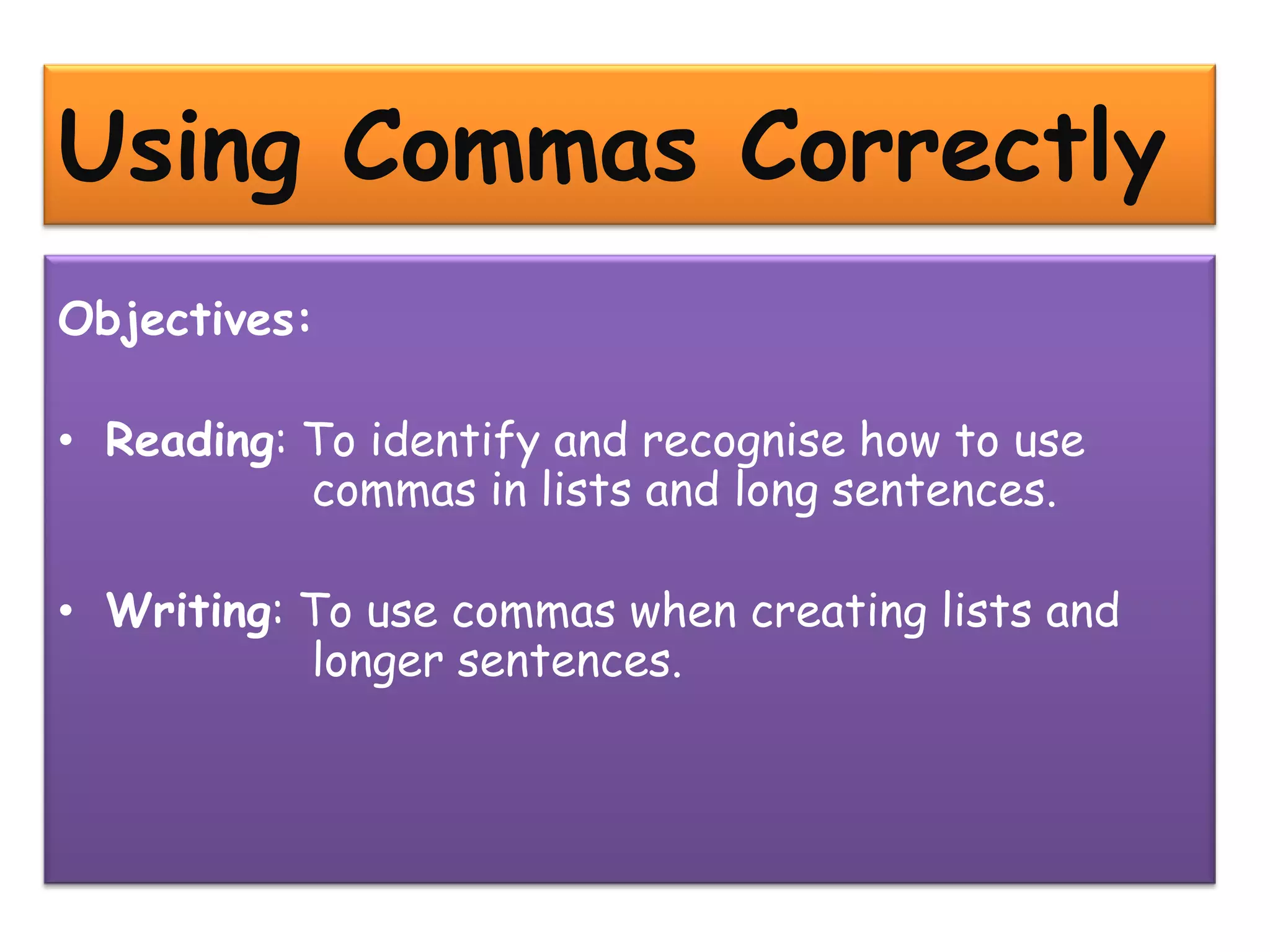 Reviewing Commas Lesson | PPTX