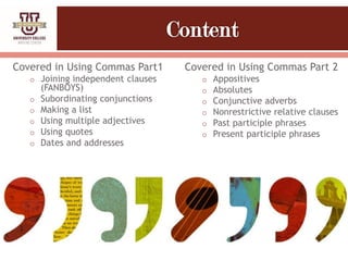Comma Usage Part 2 | PDF