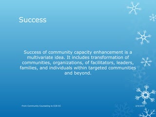Community Capacity Enhancement; Lessons from Community Counseling | PPT