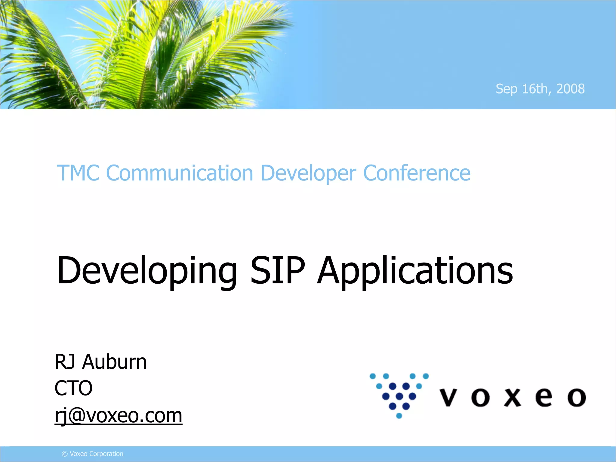 Developing SIP Applications | PPT