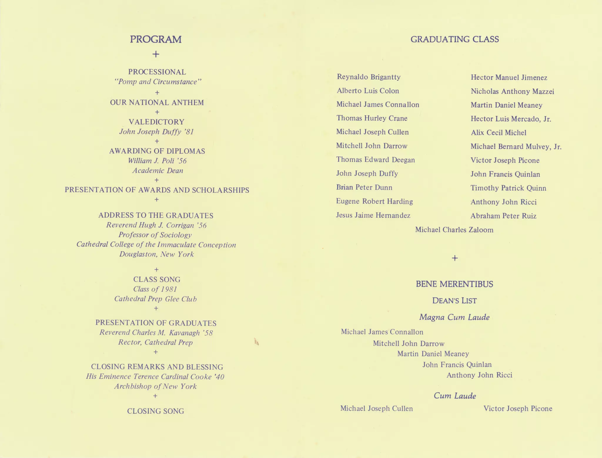 Class of 1981 Commencement Program | PDF