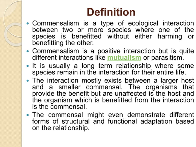 Commensalism | PPTX | Biological Sciences | Science