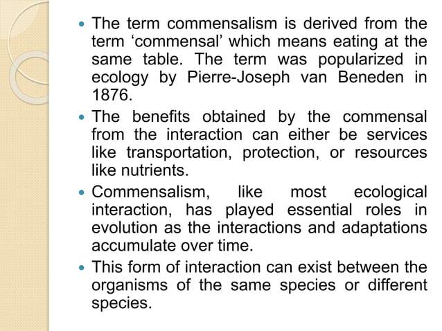 Commensalism | PPTX | Biological Sciences | Science