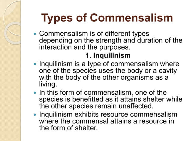 Commensalism | PPTX | Biological Sciences | Science