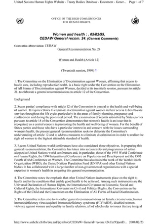 Women and Health - CEDAW | PDF