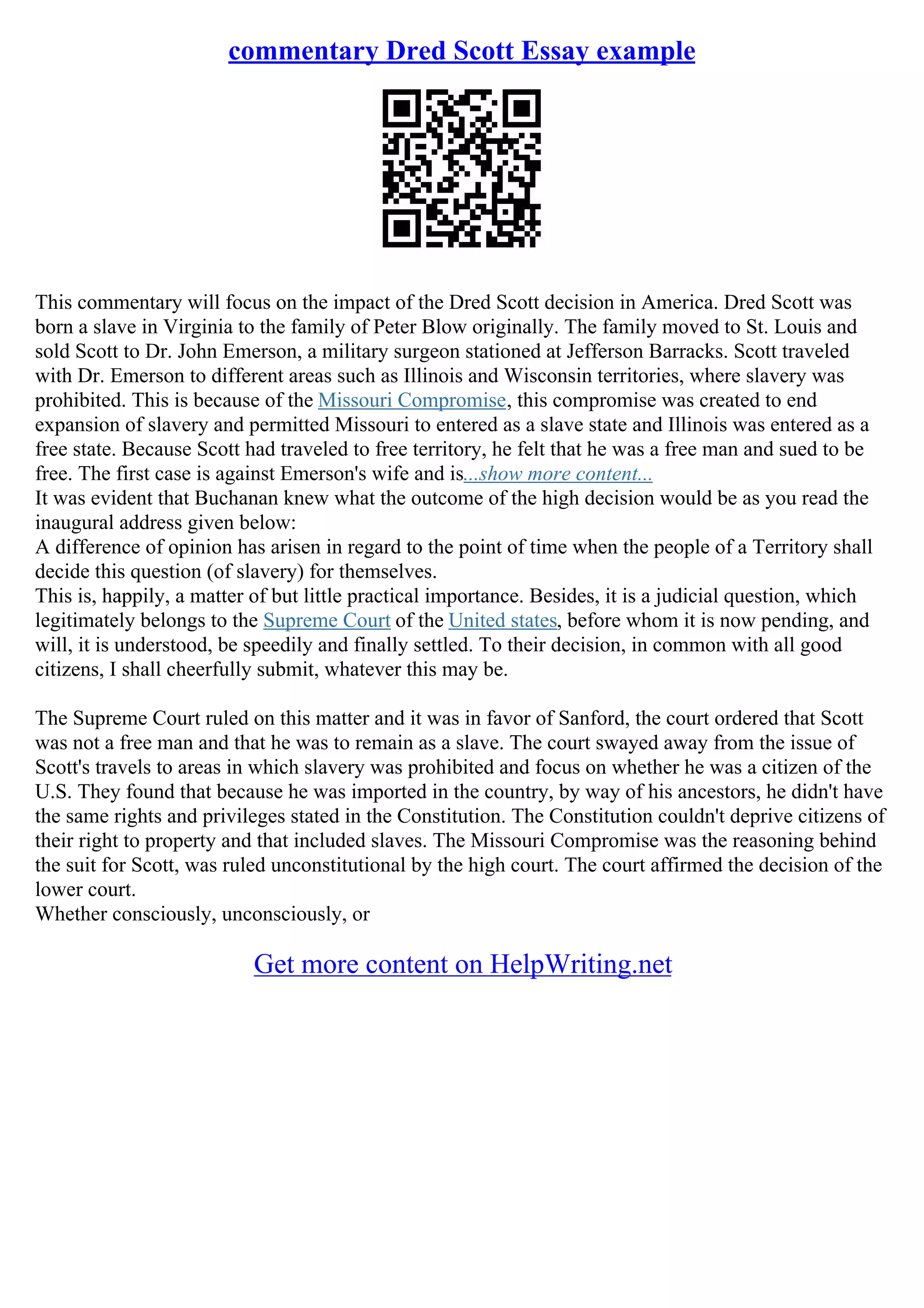 Commentary Essay Examples | PDF