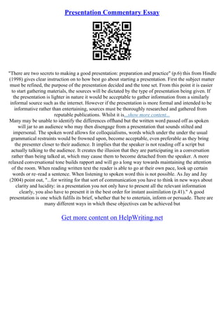 Commentary Essay Examples | PDF